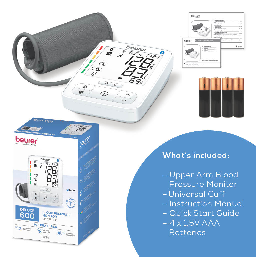Bluetooth Upper Arm Blood Pressure Monitor, Deluxe 600 — Beurer